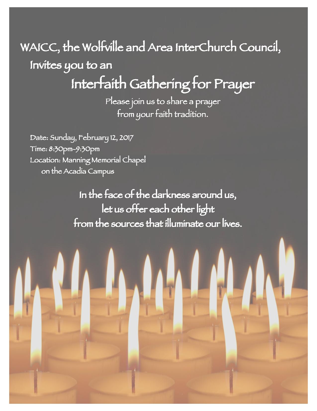Interfaith Gathering for Prayer – Feb 12, 8:30pm – Wolfville Area Inter ...